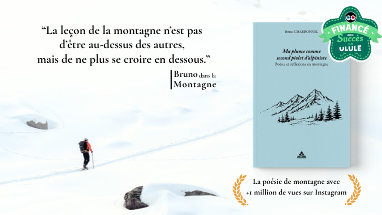 Ma plume comme second piolet d’alpinisme.