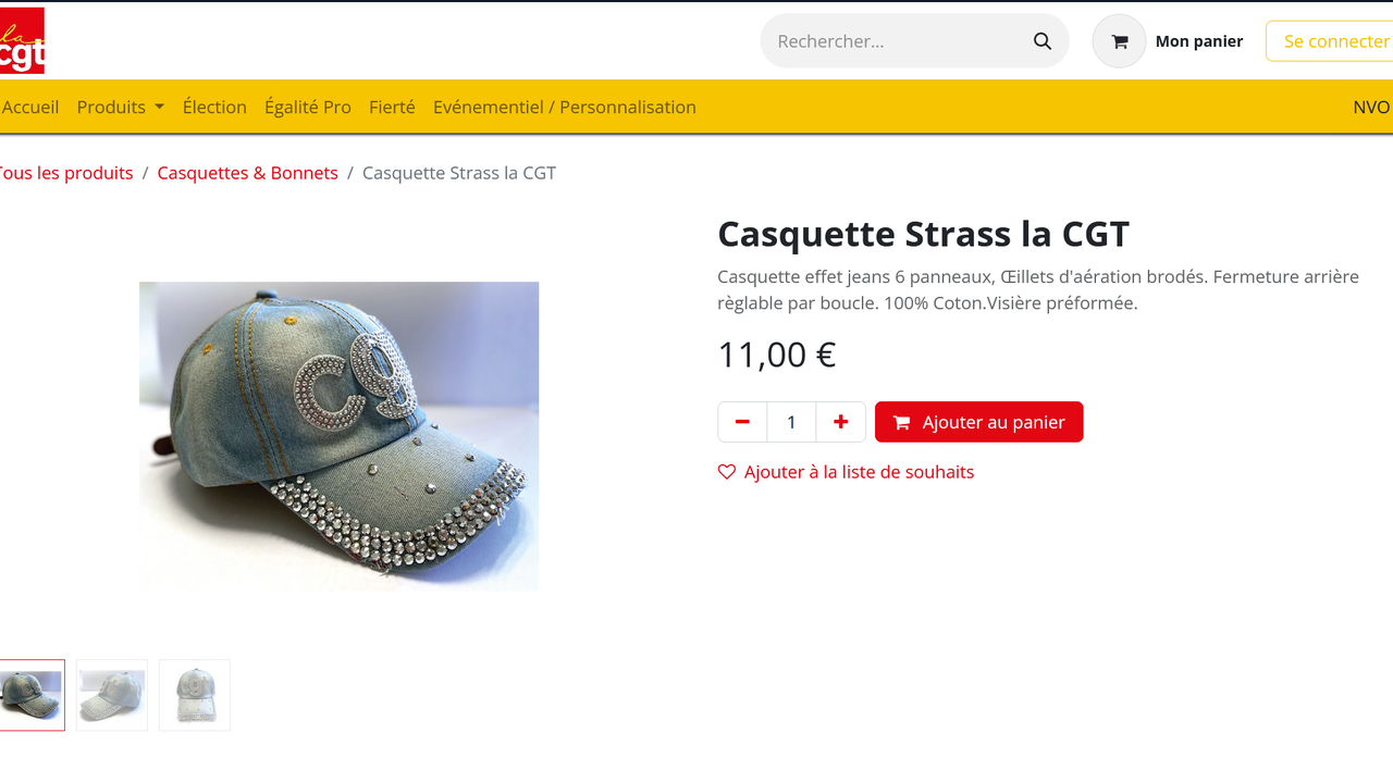 casquette cgt a strass