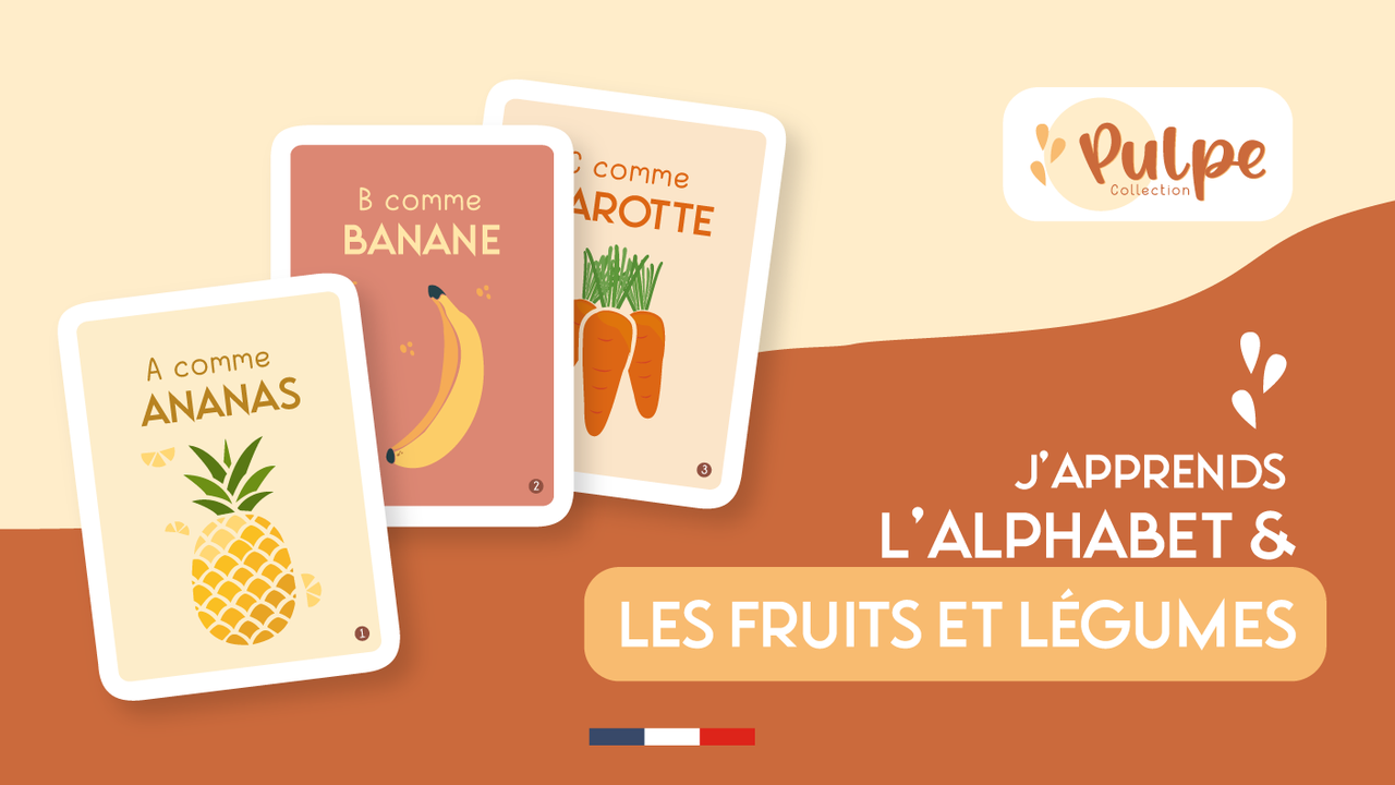 J’apprends l’alphabet & les fruits/légumes | Jeu de cartes