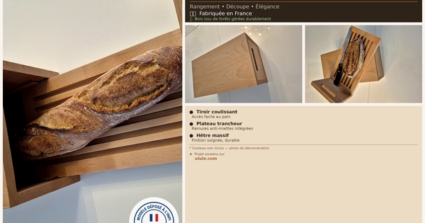 Boîte à pain en bois avec tiroir tranche-pain intégré - Ulule