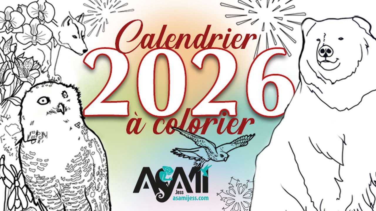Calendrier 2026 à colorier : dessins "totem"