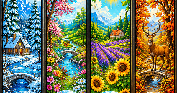 PUZZLE LES VITRAUX DES 4 SAISONS 🌸☀️🍂 ️