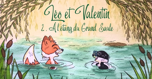 Léo et Valentin à l'étang du Grand Saule